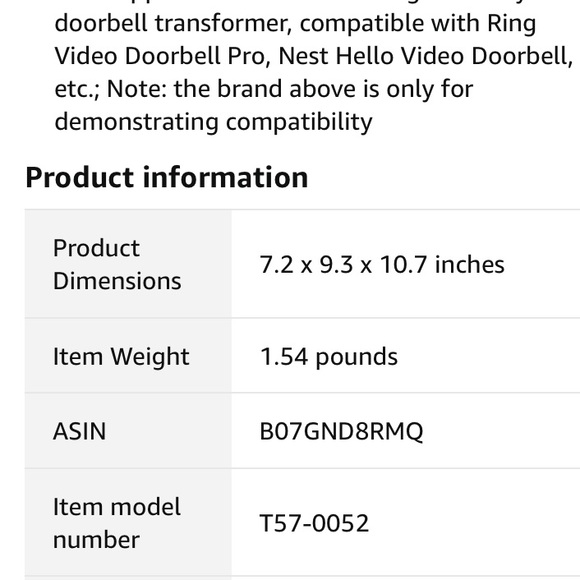 Other | Doorbell Transformer Ring Video Doorbell Pro 16v 3va Hardwired ...